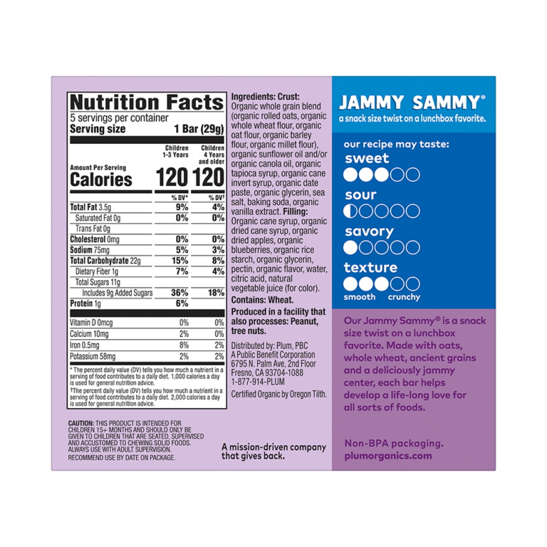 Jammy Sammy® Blueberry + Oatmeal - Plum Organics